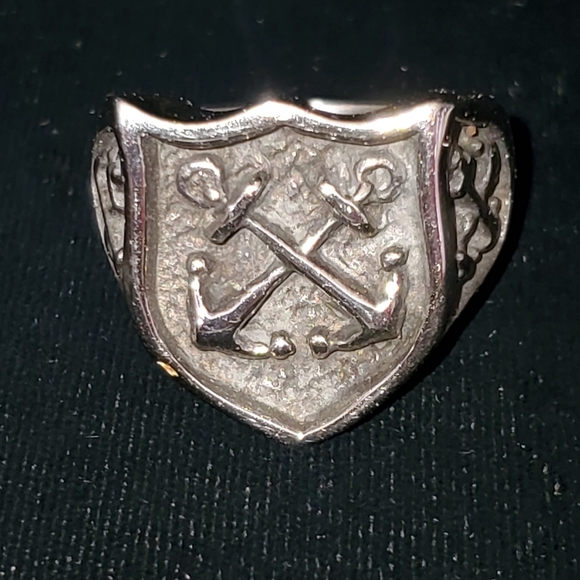 Comaya | Accessories | Comaya Mens Stainless Steel Anchor Shield Ring ...